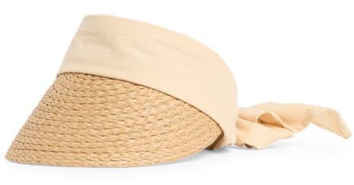 Vince Camuto Straw Tie Back Visor in Natural | Lyst