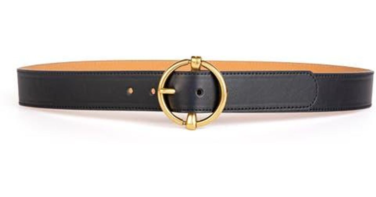 Linea Pelle Notch Center Bar Belt in Black | Lyst