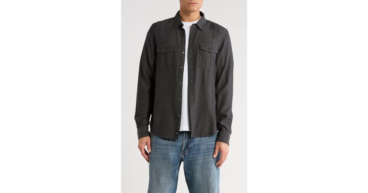 Lucky Brand Herringbone Crossdye Western Long Sleeve Button-Up Shirt in ...