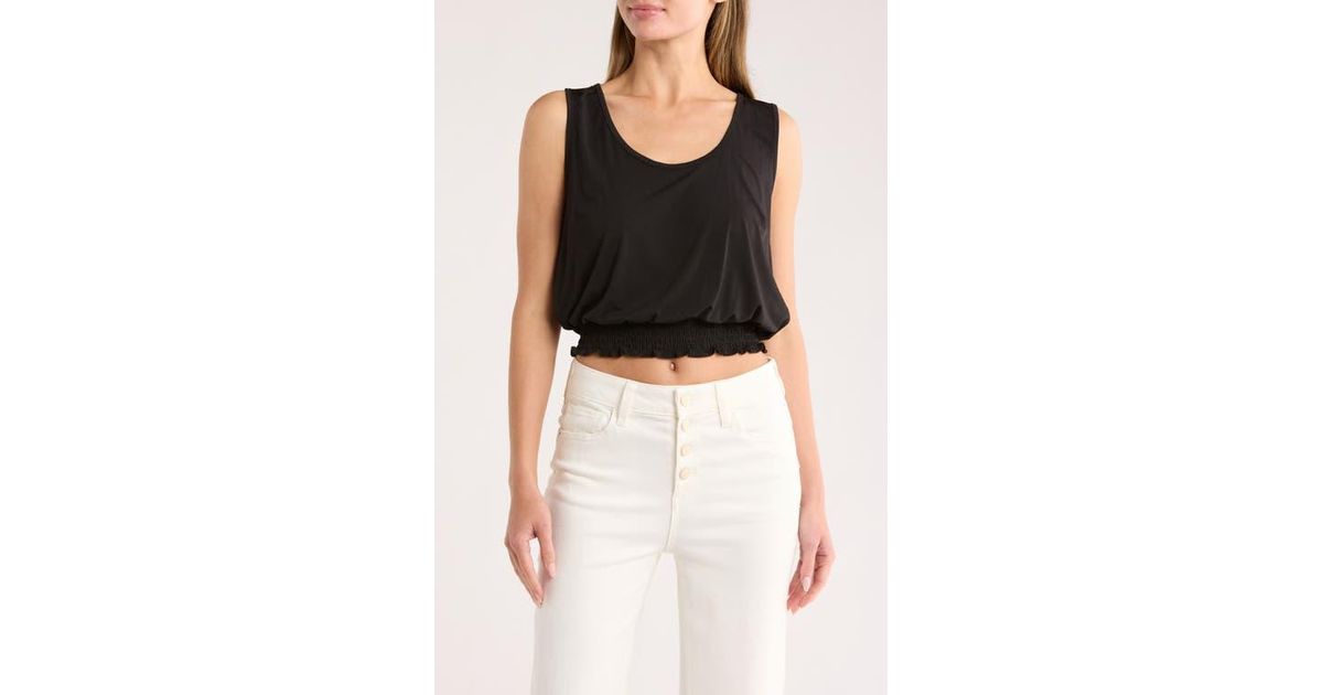 Ellen Tracy Smocked Tank in Black | Lyst
