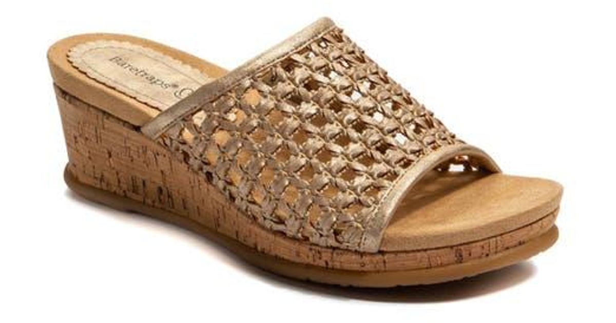 BareTraps Flossy Woven Wedge Sandal in Brown | Lyst
