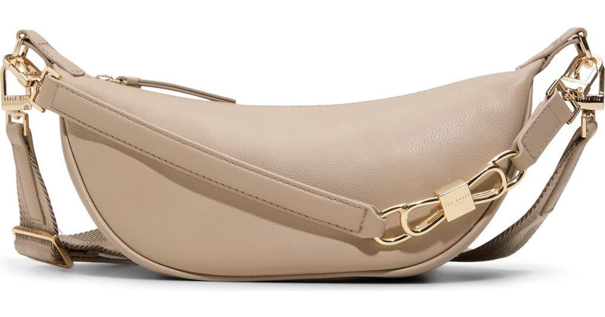 Ted Baker Clare Bow Leather Crossbody Bag in Natural | Lyst