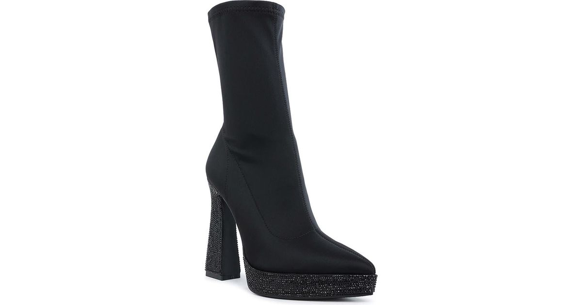 LONDON RAG Kasuti Rhinestone Platform Boot in Black | Lyst