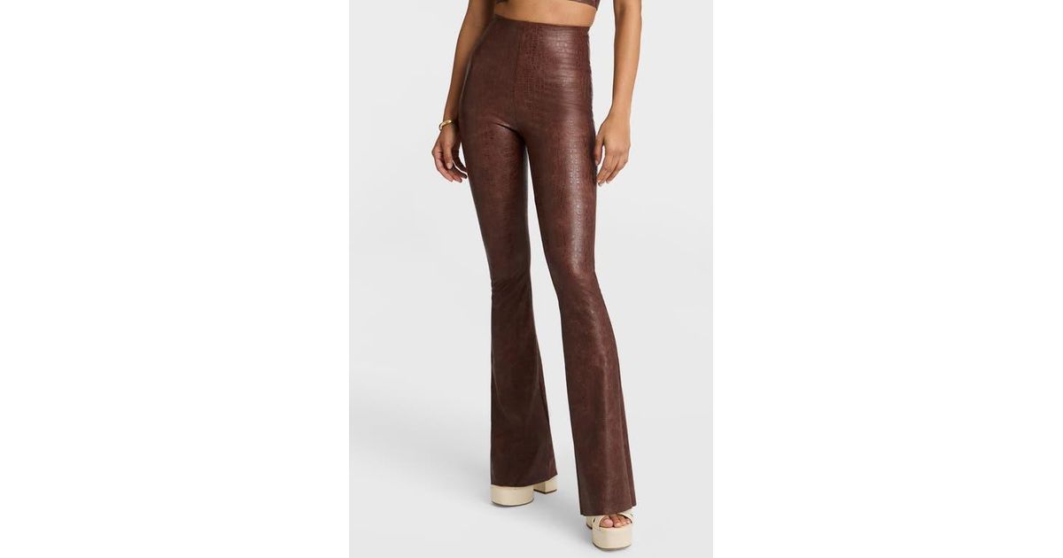 Commando Faux Leather Crocodile Print Flare Leggings in Brown | Lyst