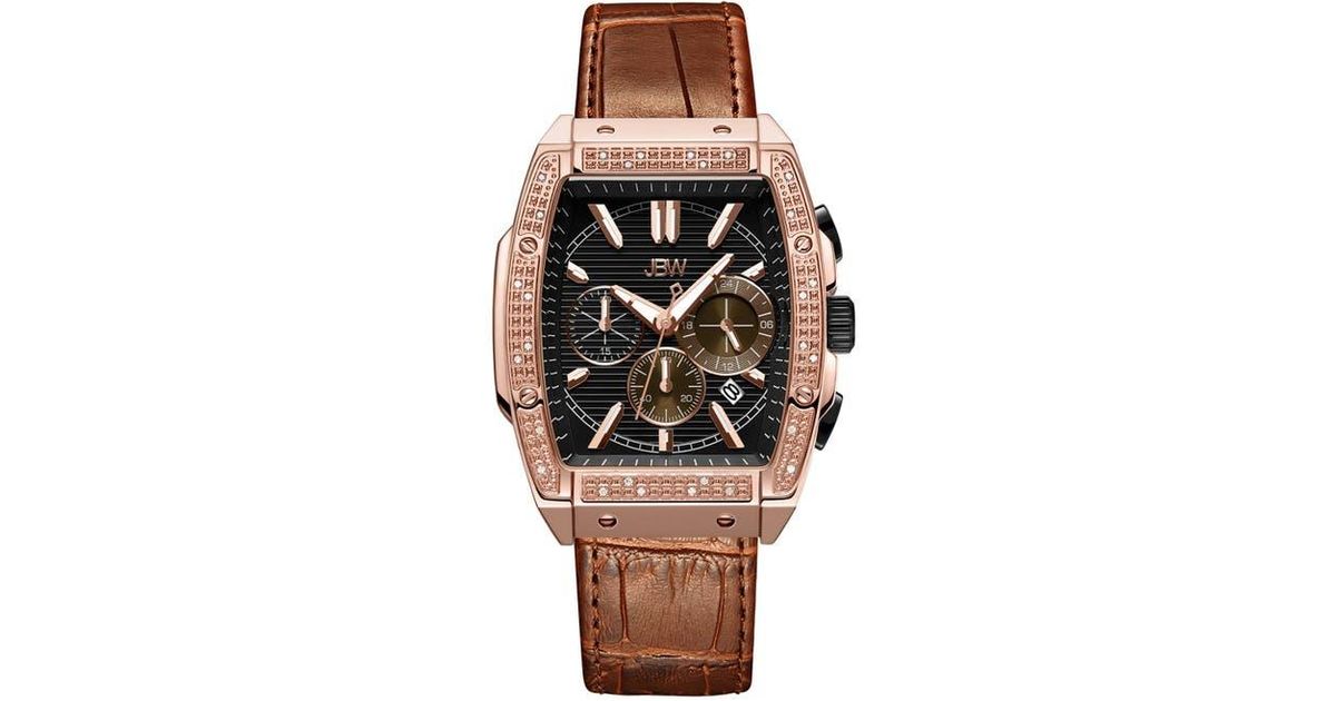 JBW Diamond Chronograph Croc-Embossed Leather Watch in Metallic for Men ...
