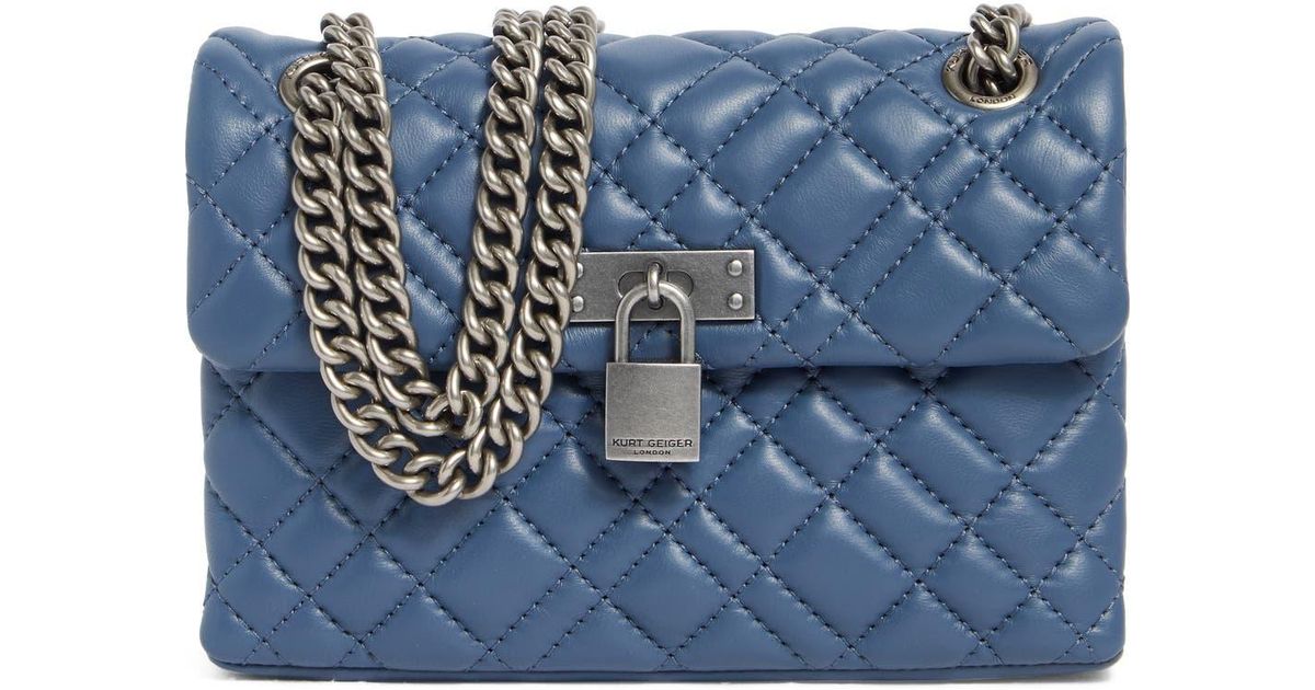 Kurt Geiger Mini Brixton Lock Leather Shoulder Bag in Blue | Lyst