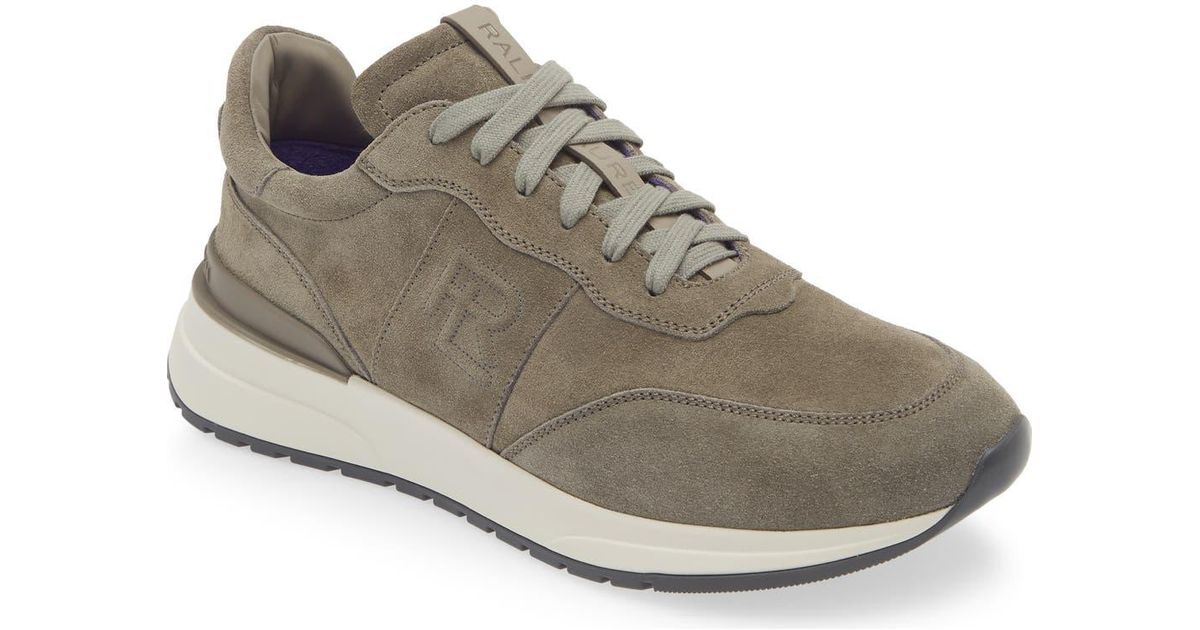 Ralph Lauren Ethan Ii Calfskin Suede Sneaker in Gray for Men | Lyst