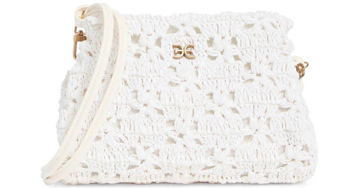 Sam Edelman Layla Floral Raffia Shoulder Bag in White | Lyst