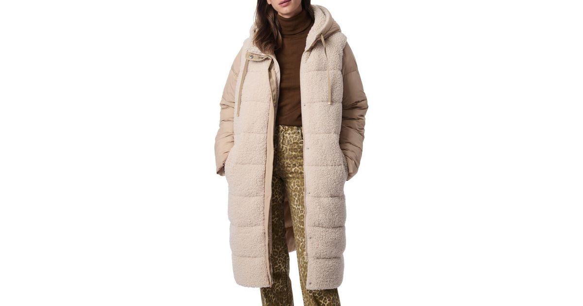 Bernardo Hooded Faux Shearling Puffer Jacket in Natural | Lyst