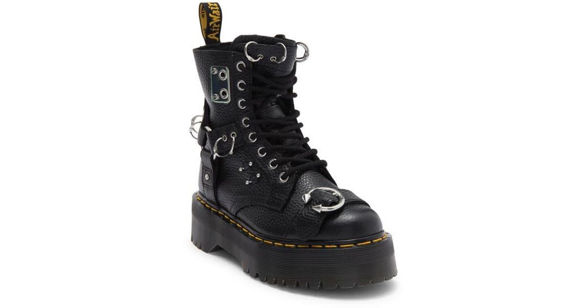Dr. Martens Jadon Piercing Milled Leather Platform Boot in Black | Lyst