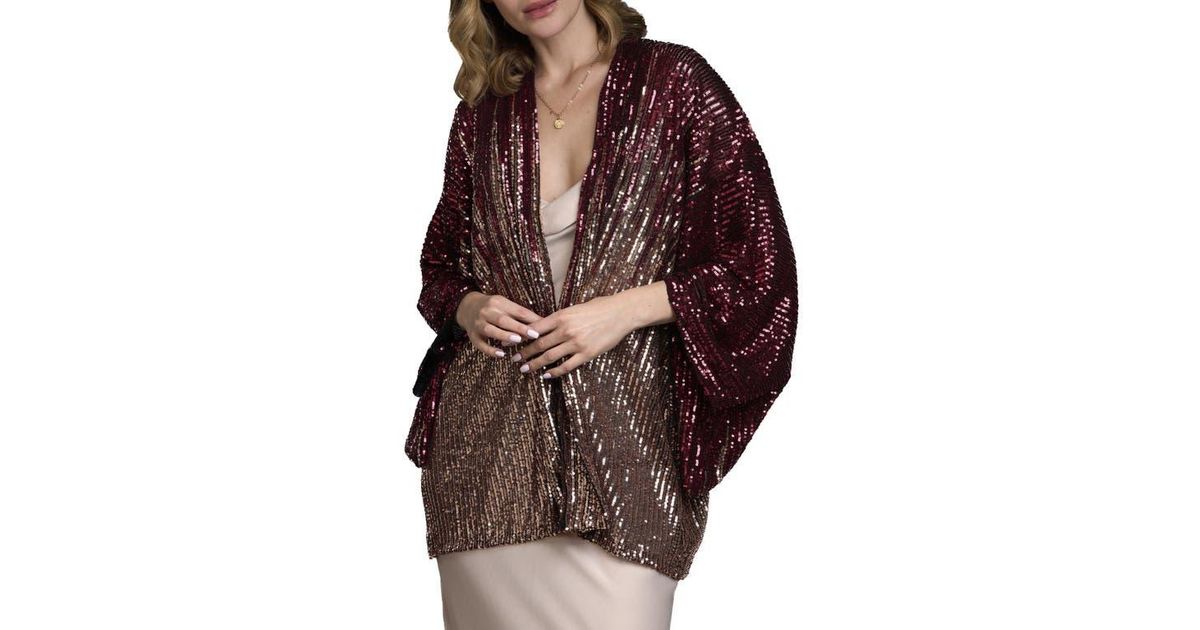Saachi Sequin Party Duster in Brown | Lyst