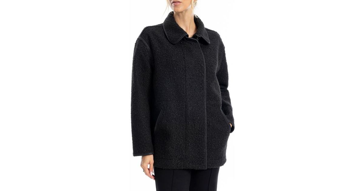 Max Studio High Pile Fleece Jacket in Blue | Lyst