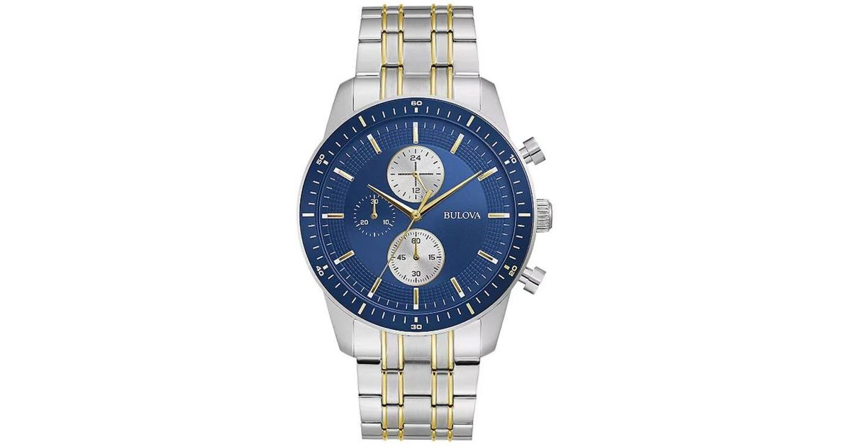 Bulova Three Hand Quartz Bracelet Watch, 44Mm in Blue for Men | Lyst