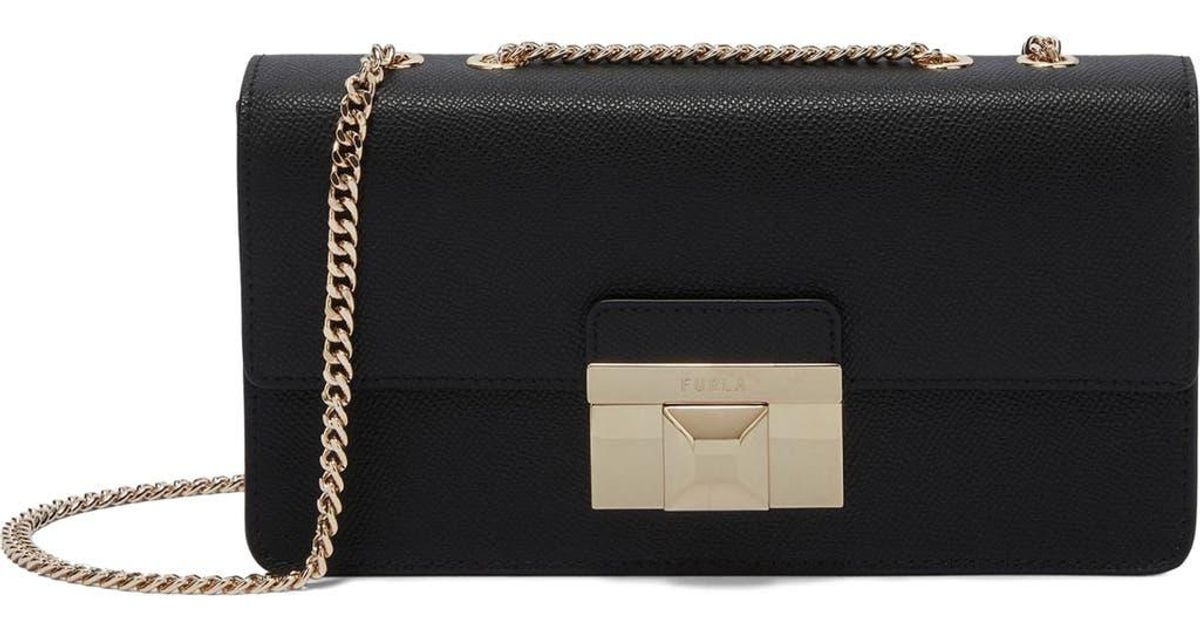 Furla Venere Convertible Leather Shoulder Bag in Black | Lyst