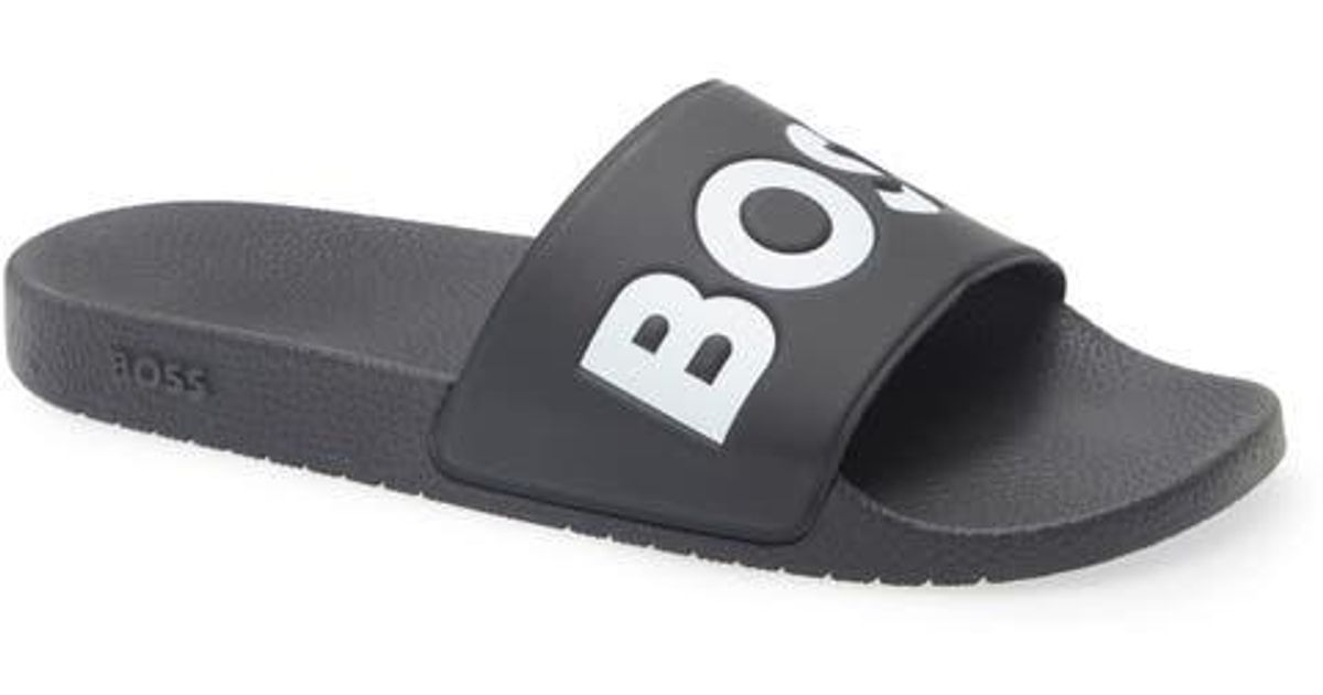 BOSS Aryeh Slide Sandal in White for Men | Lyst