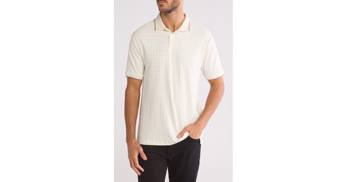 Denim and Flower Textured Tip Polo in White for Men | Lyst