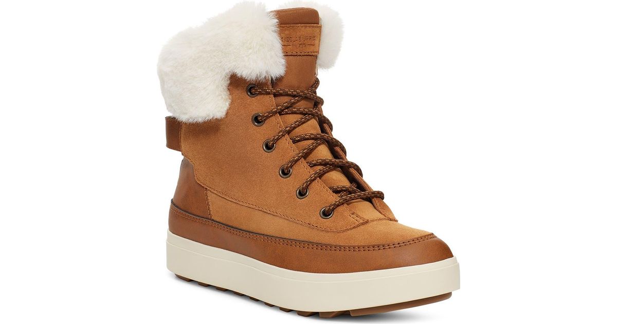 UGG Ryanna Waterproof Faux Fur Lined Boot in Brown | Lyst