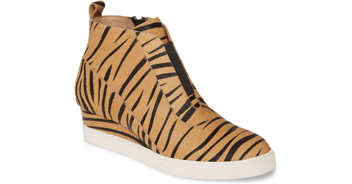 Linea Paolo Anna Genuine Calf Hair Wedge Sneaker in Brown | Lyst