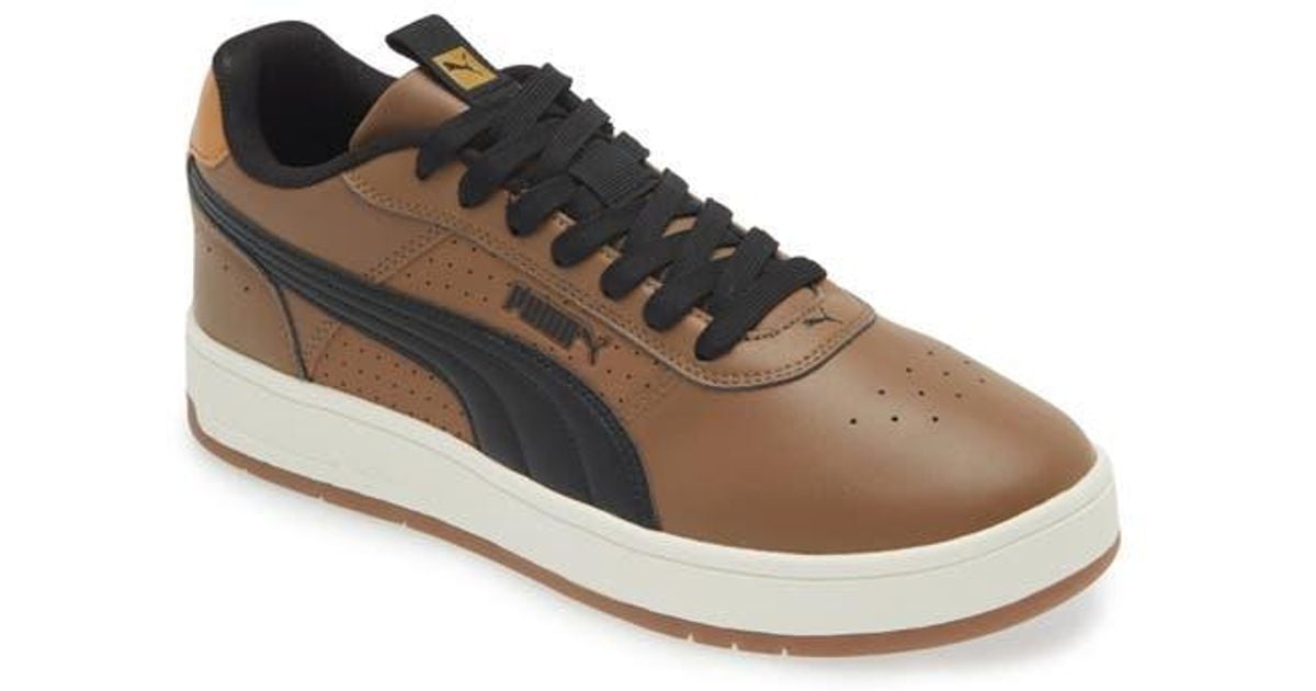 PUMA Leather-Trim Skate Sneakers in Brown for Men | Lyst