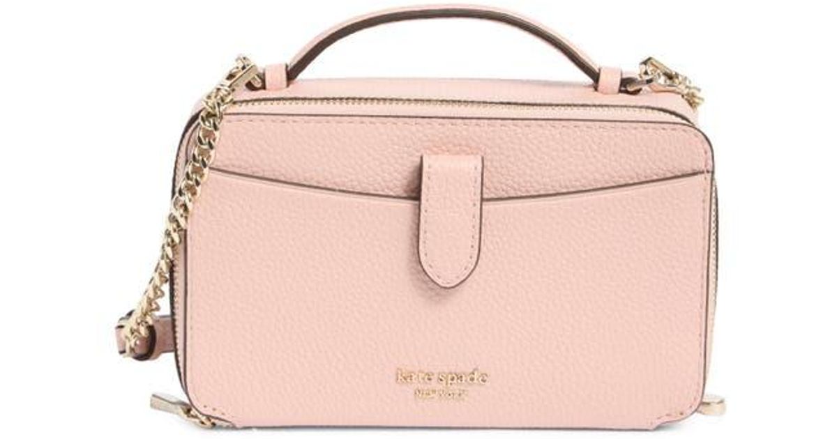 Kate Spade Hudson Pebble Leather Double Zip Crossbody in Pink | Lyst