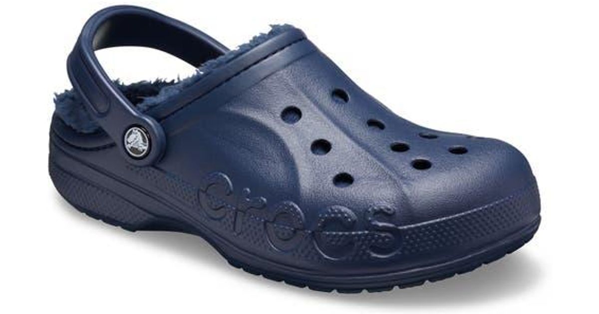 Crocs™ Baya Faux Fur Lined Clog Slipper in Blue | Lyst