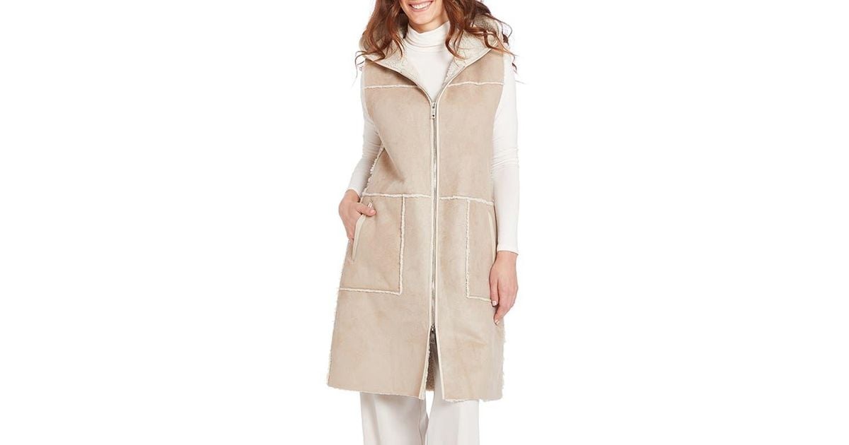 Frye Faux Shearling-Trimmed Vest in Natural | Lyst