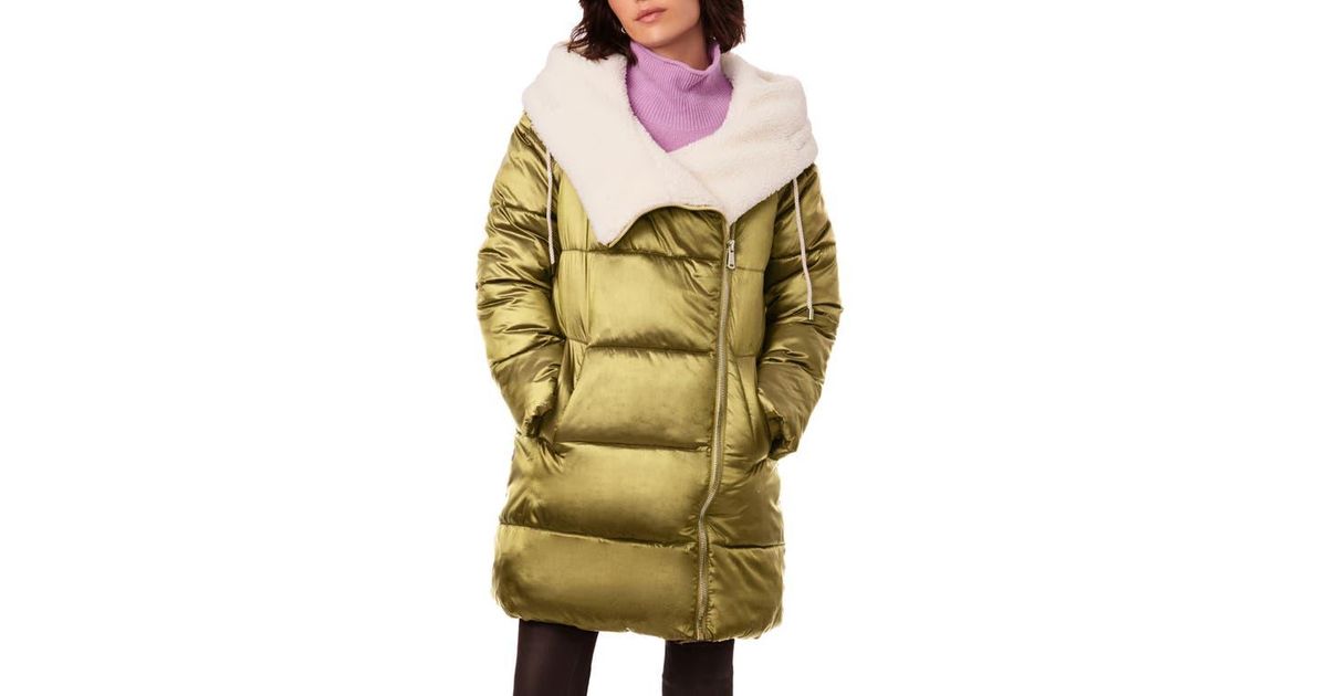 Bernardo Faux Fur Lined Water Resistant Puffer Jacket in Yellow | Lyst