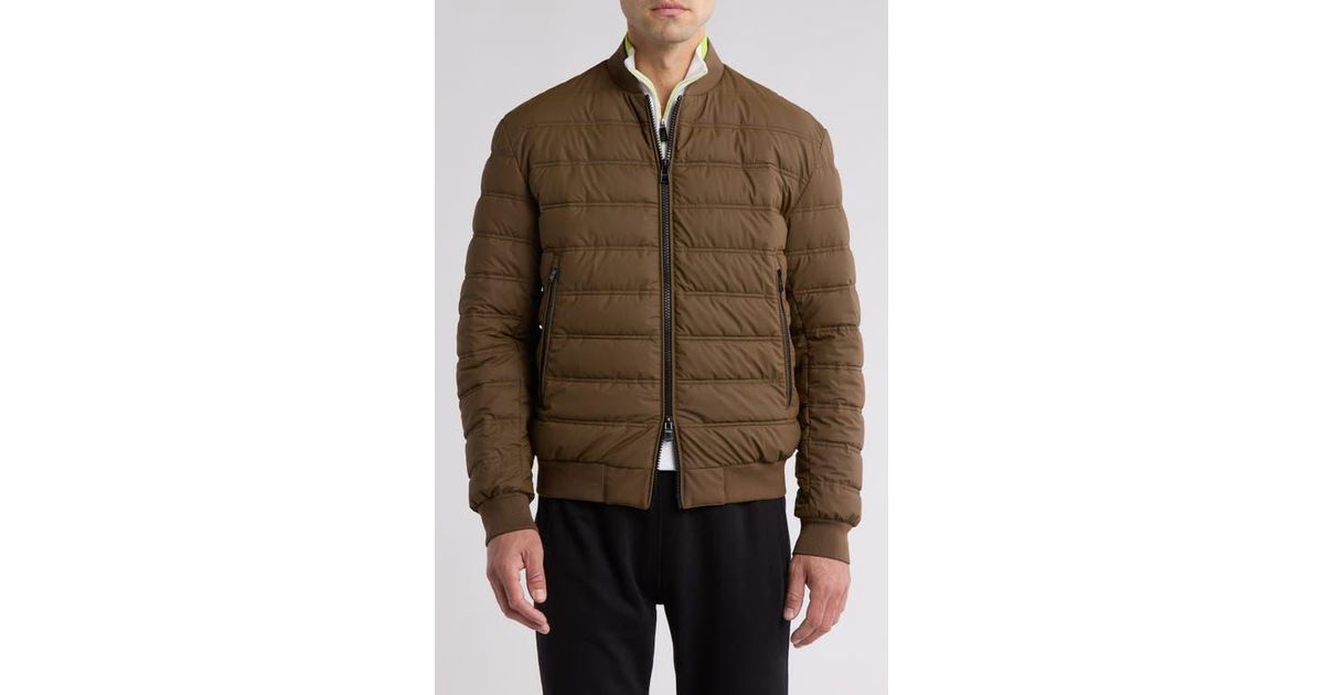 BOSS Caradoc Quilted Bomber Jacket in Brown for Men | Lyst