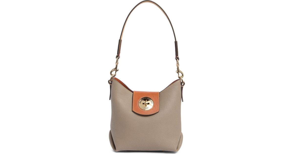 Dooney & Bourke Pebbled Leather Turnlock Sac 22 Bag in Brown | Lyst