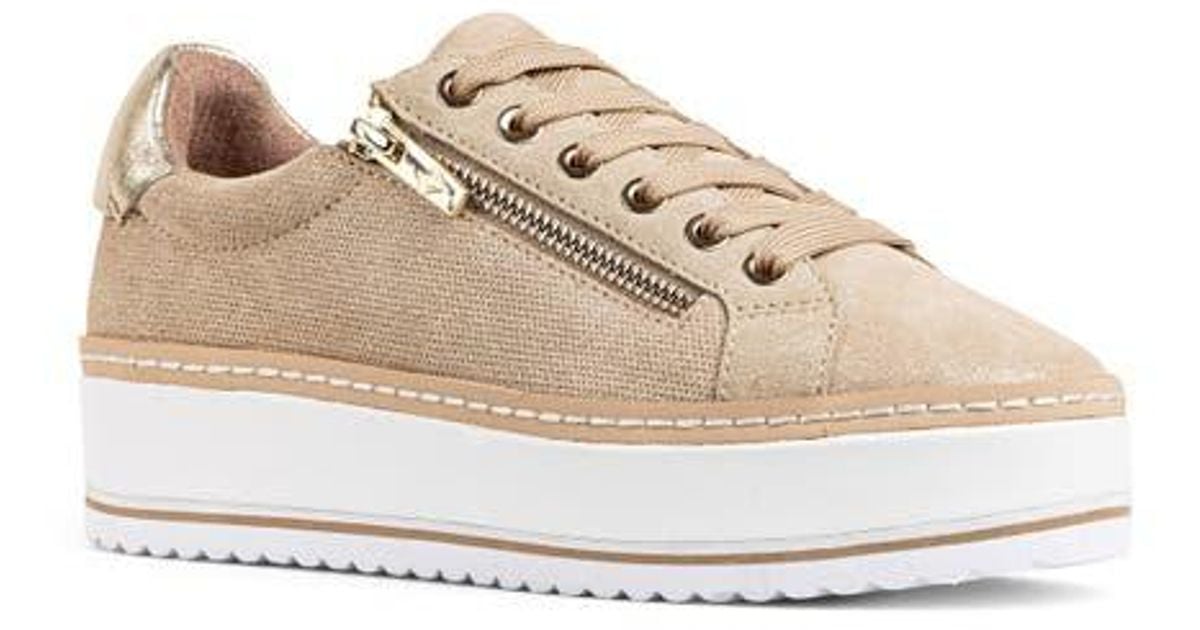 Donald J Pliner Side Zip Platform Sneaker in Natural | Lyst