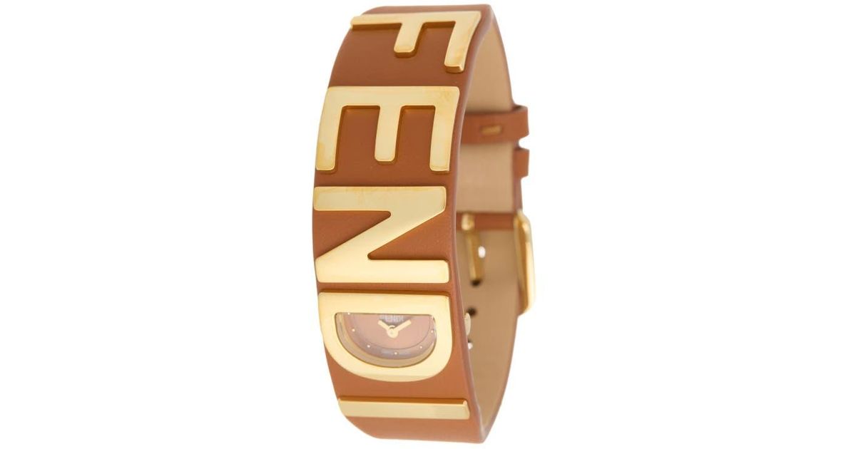Fendi Graph Leather Strap Watch, 22.25Mm X 25Mm in Natural | Lyst