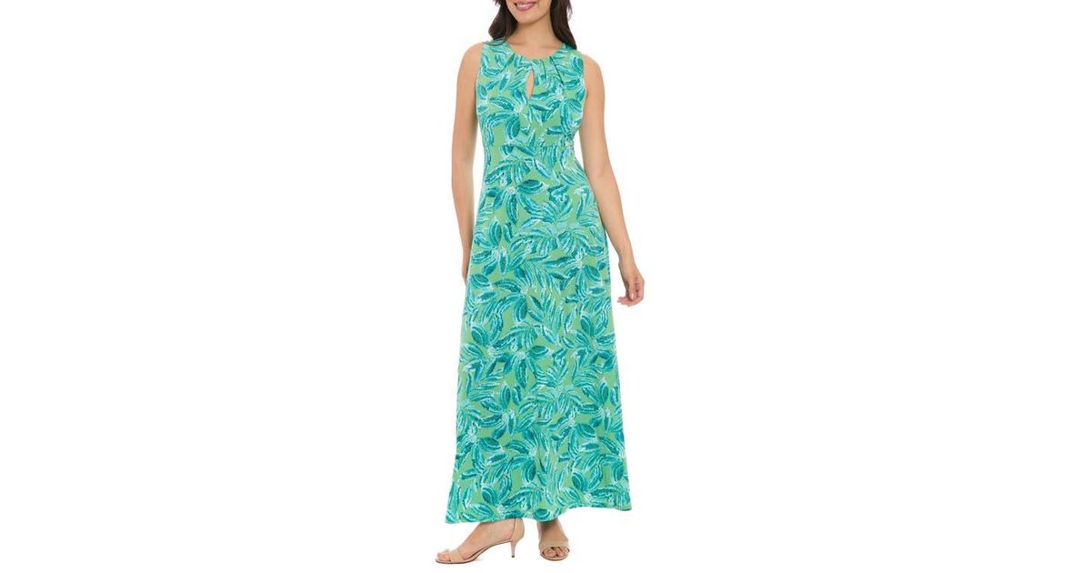 London Times Floral Keyhole Maxi Dress In Green Lyst