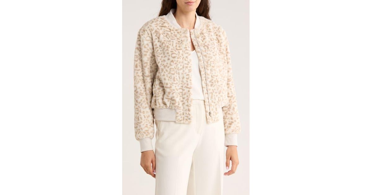 Sanctuary Luxe Faux Fur Zip Bomber Jacket in Natural | Lyst