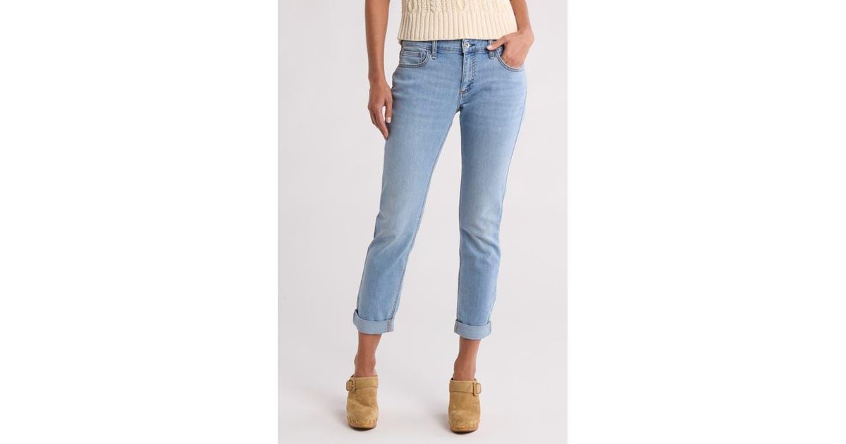 Rag & Bone Dylan Low Rise Slim Boyfriend Cuffed Jeans in Blue | Lyst