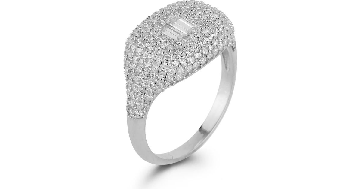 Glaze Jewelry Pavé Signet Ring in White | Lyst