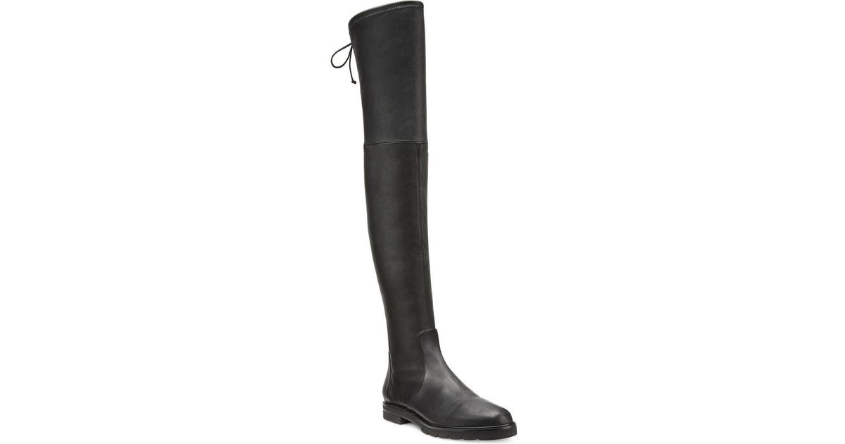 Stuart Weitzman Over-the-Knee Leather Lug Boots in Black | Lyst