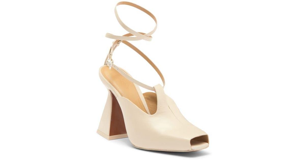 Cult Gaia Lorena Ankle Wrap Mule in Natural | Lyst