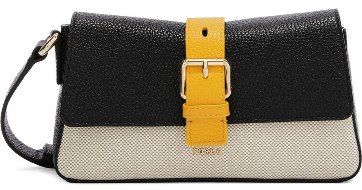 Furla Althea Mixed Media Shoulder Bag in Black | Lyst