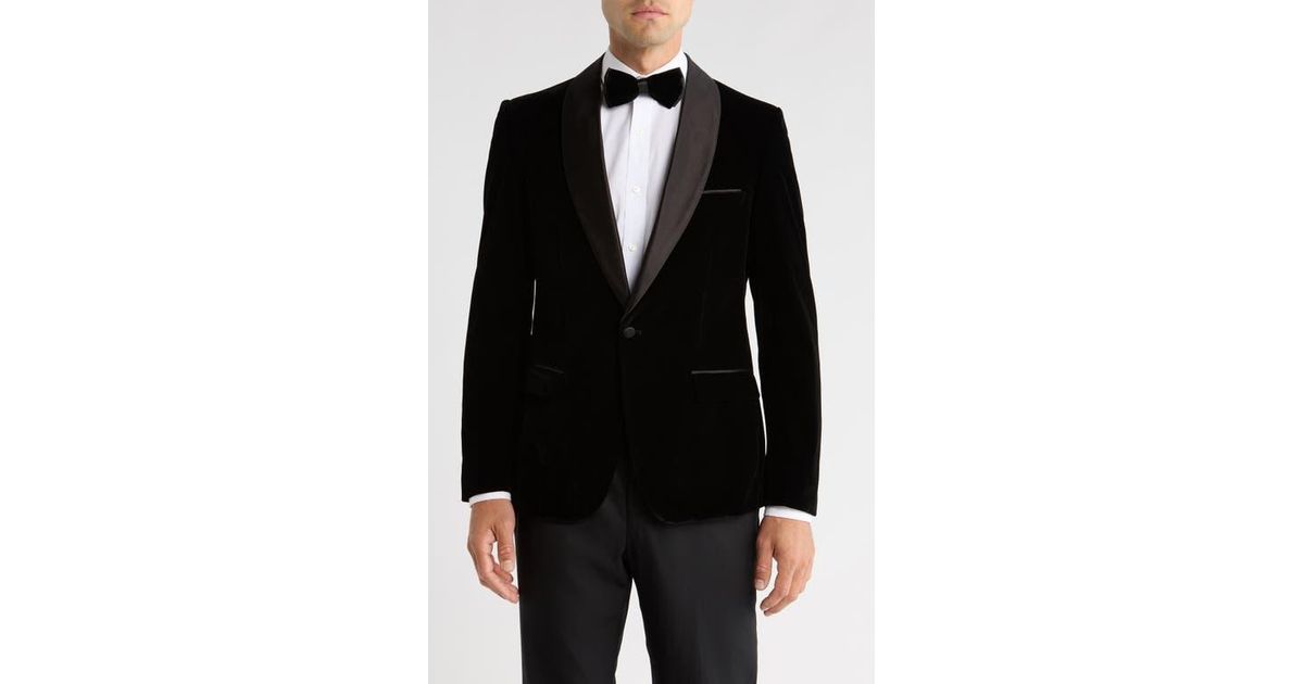 Tom Baine Shawl Collar Velvet Dinner Jacket in Black for Men | Lyst