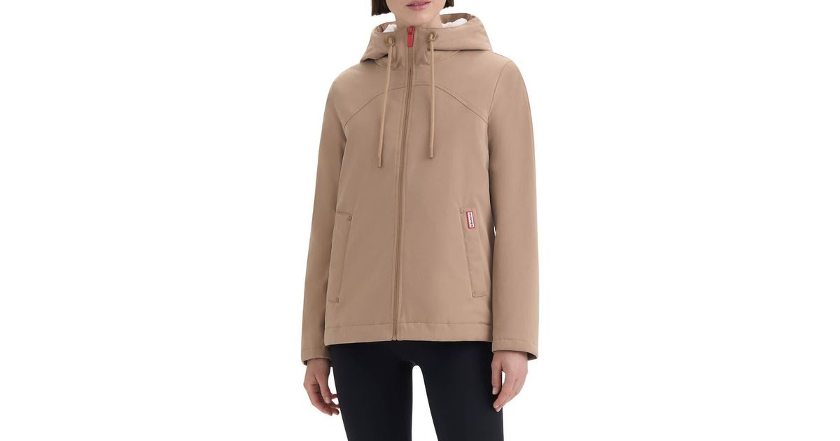 HUNTER Blake Short Waterproof Rain Jacket in Natural | Lyst