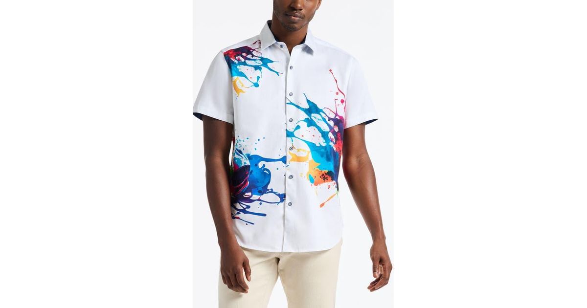 Robert Graham Three Sixty Stretch Cotton Short Sleeve Shirt in Blue for ...
