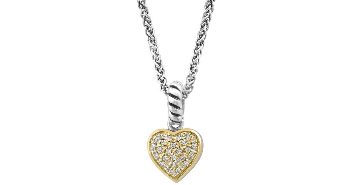 Effy Sterling & 14K Diamond Embellished Heart Pendant Necklace in ...