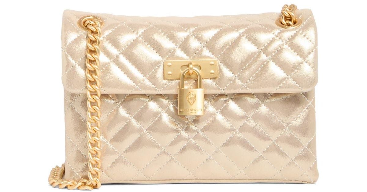 Kurt Geiger Mini Brixton Lock Leather Bag in Natural | Lyst