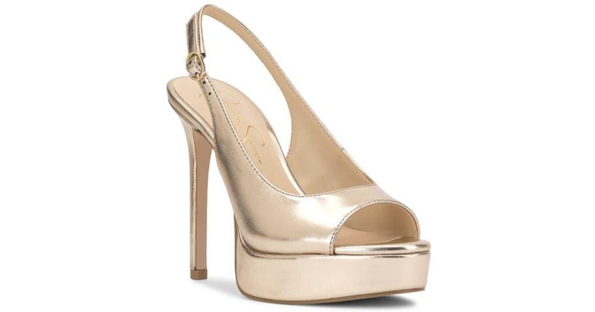 Jessica Simpson Sibilla Slingback Platform Stiletto Pumps in Natural | Lyst