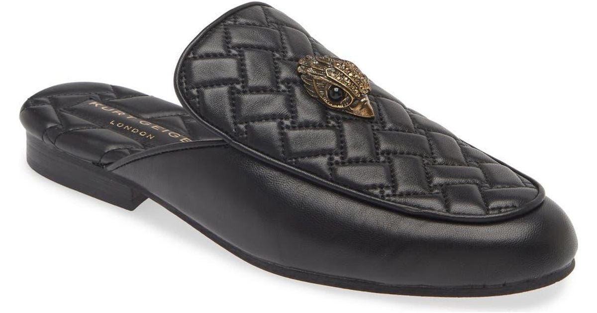 Kurt Geiger Holly Eagle Quilted Mule in Black | Lyst