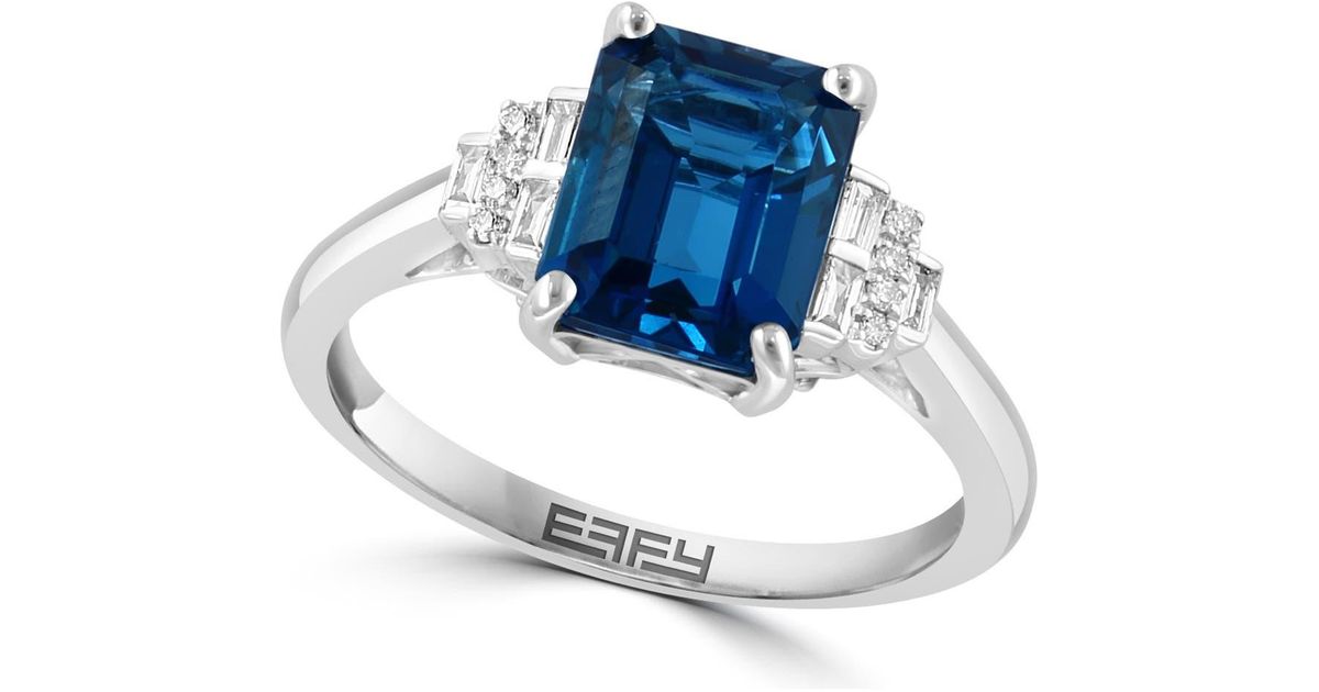 Effy Diamond & London Topaz Ring in Blue | Lyst