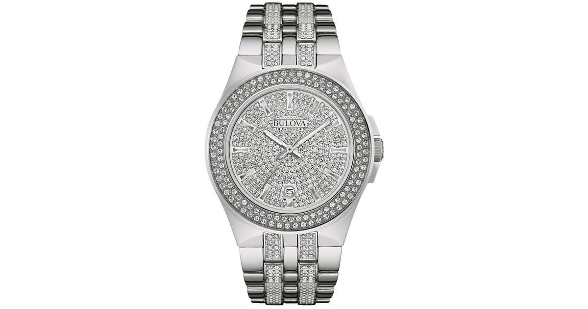 Bulova Pavé Crystal Bracelet Watch, 42Mm in Gray for Men | Lyst