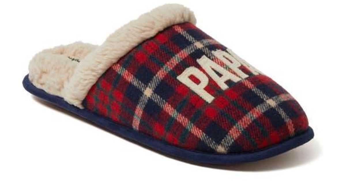 Dearfoams Papa Bear Plaid Faux Shearling Scuff Slipper for Men | Lyst