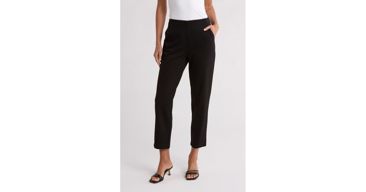 Max Studio Slim Straight-Leg Pants in Black | Lyst