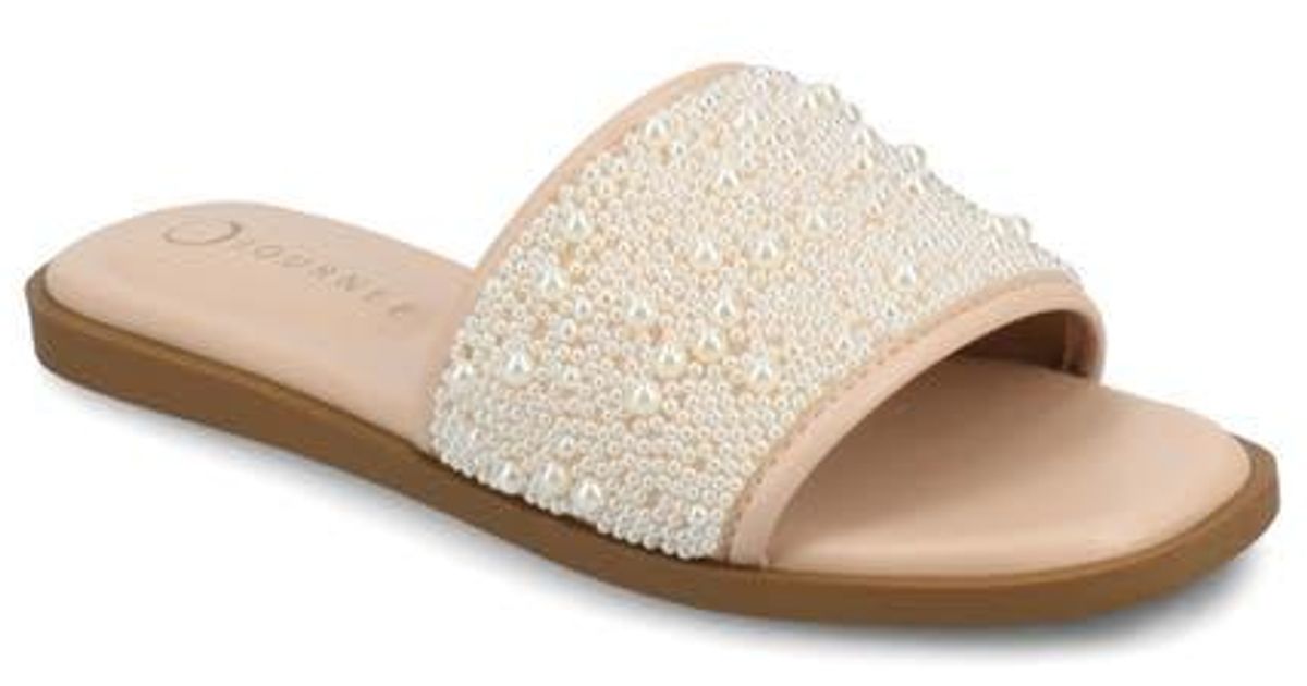 Journee Collection Precly Slide Sandal in Natural | Lyst